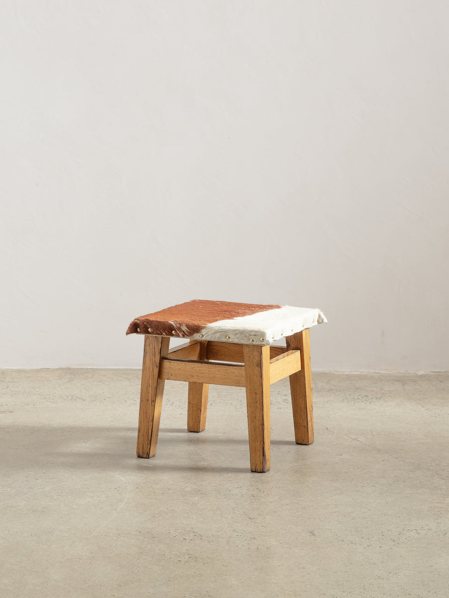 1950s Timber and Cow Hide Stool 03 – Tigmi Trading